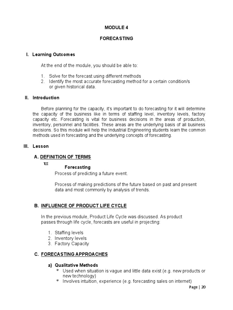 Module 4 Production System Forecasting Pdf Forecasting Time Series