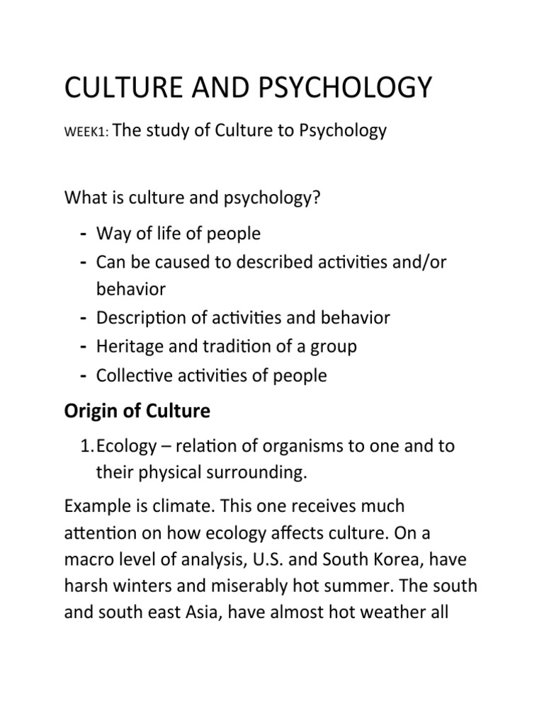 Culture and Psychology | PDF | Community | Psychology