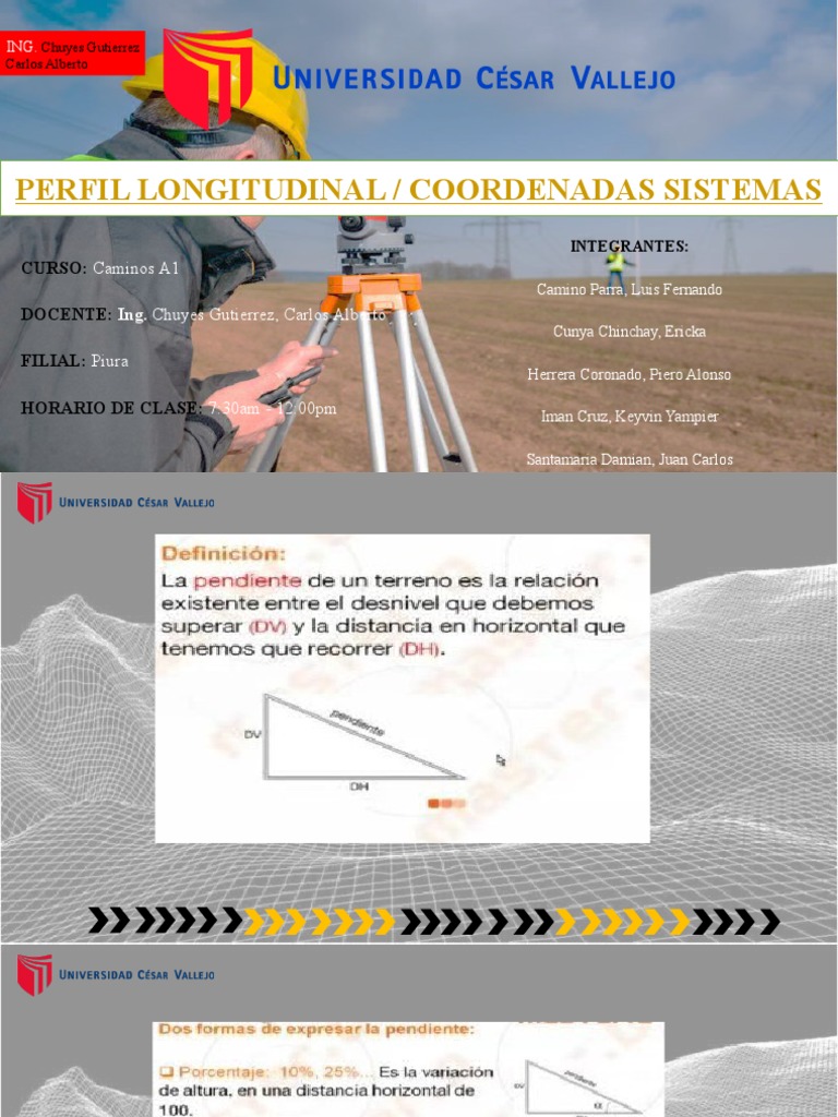 Perfil Longitudinal - Coordenadas Sist | PDF | Pendiente | Longitud