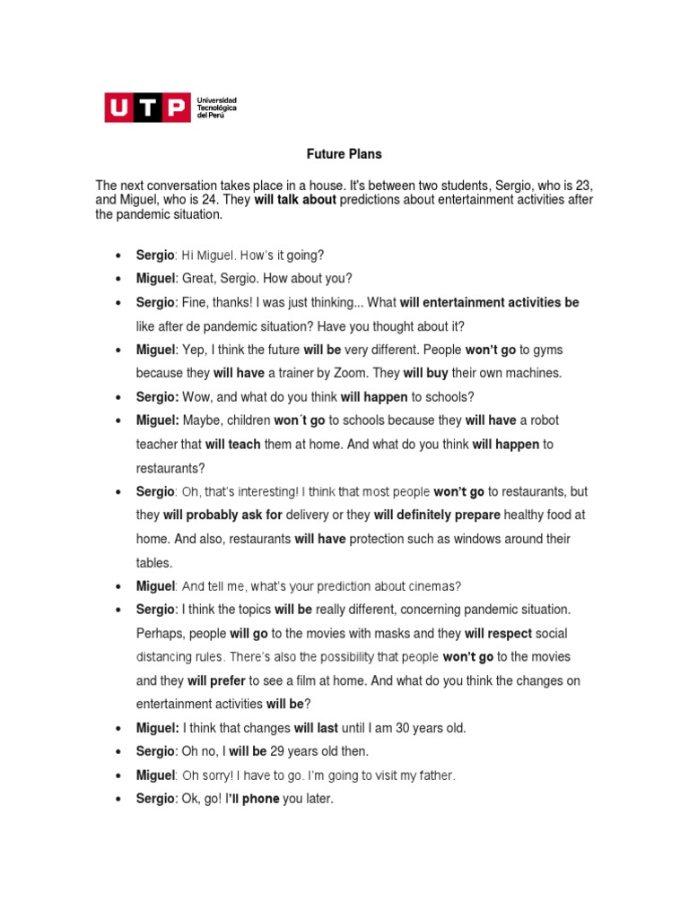 Week 12 - Script - Future Plans | PDF