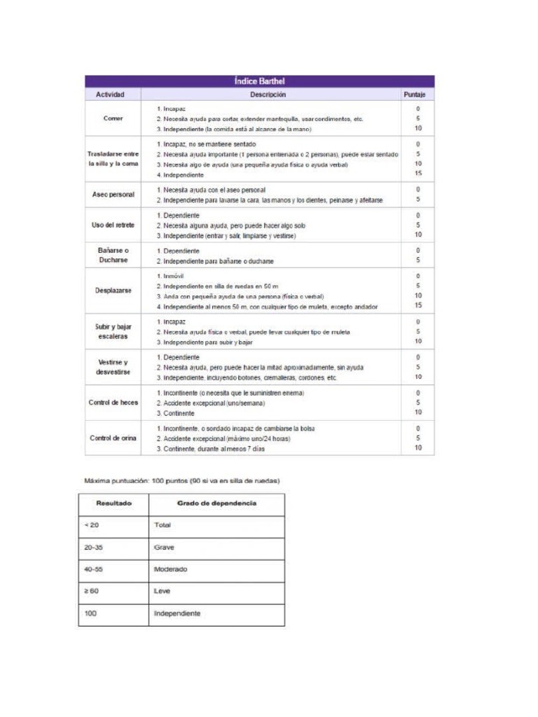 Escala Barthel | PDF