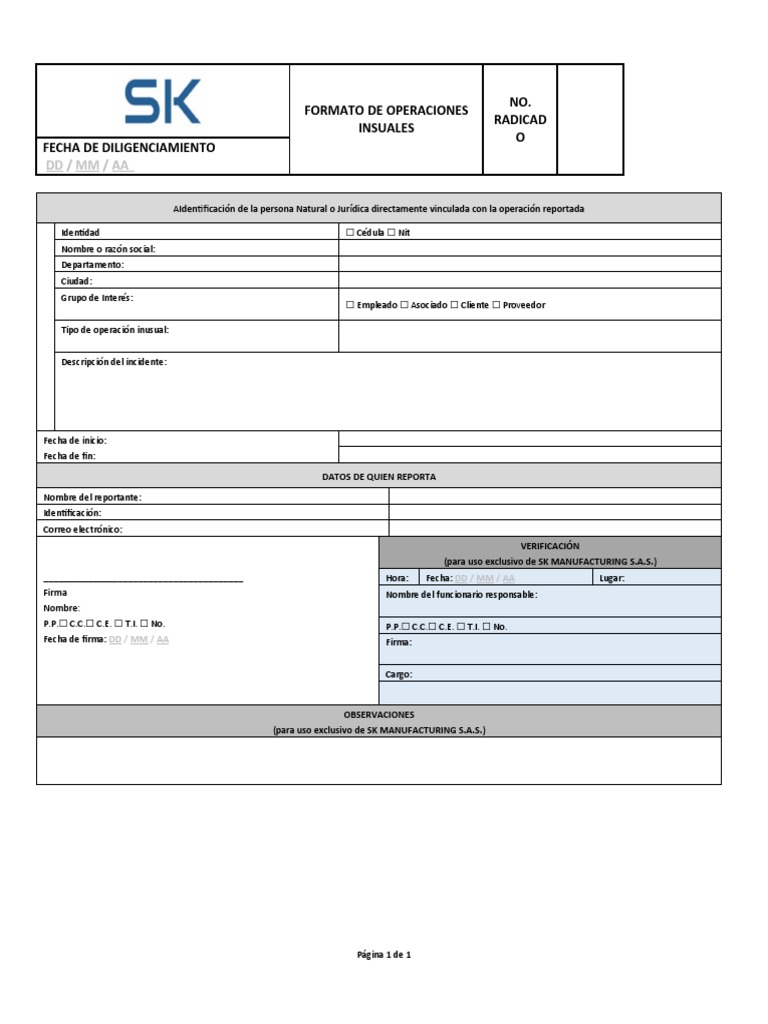 ANEXO 5 Reporte de Operaciones Inusuales - ROI | PDF