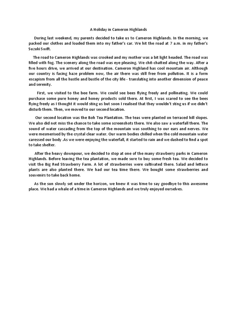 Sample Essay of Interesting Places | PDF | Nature | Foods