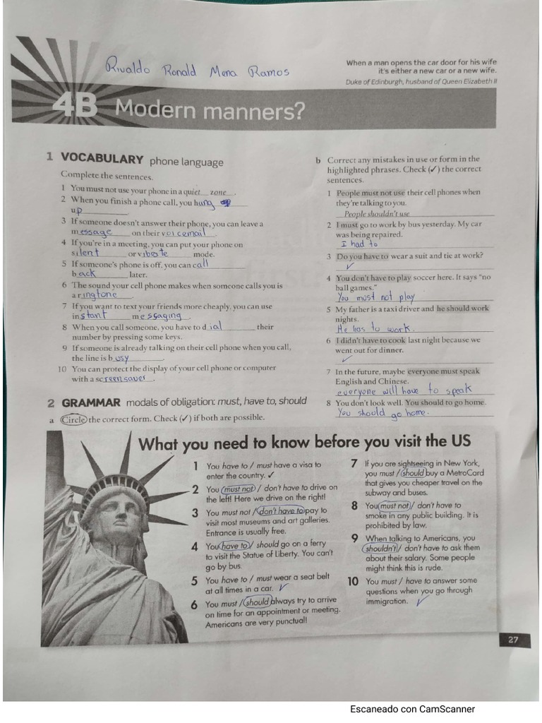 Workbook 4B, Ingles | PDF