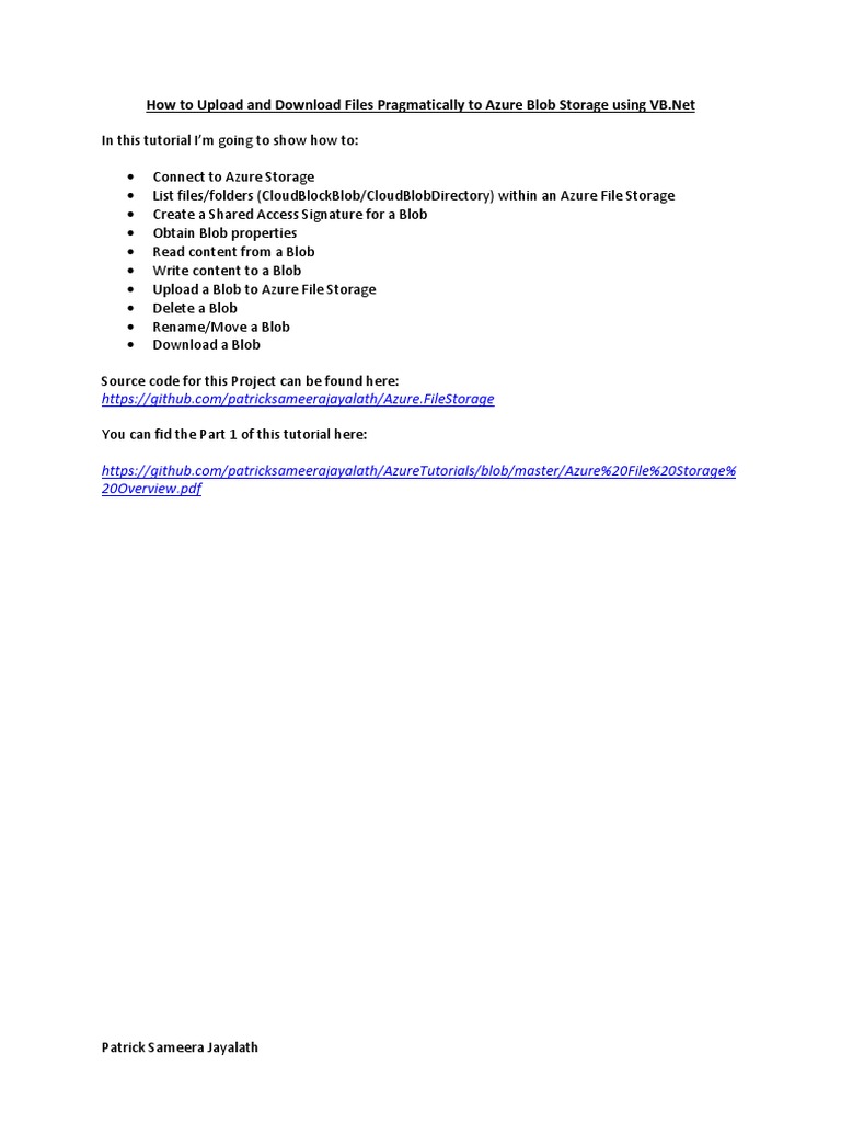 How To Upload and Download Files Programmatically To Azure Blob Storage Using | PDF | File ...
