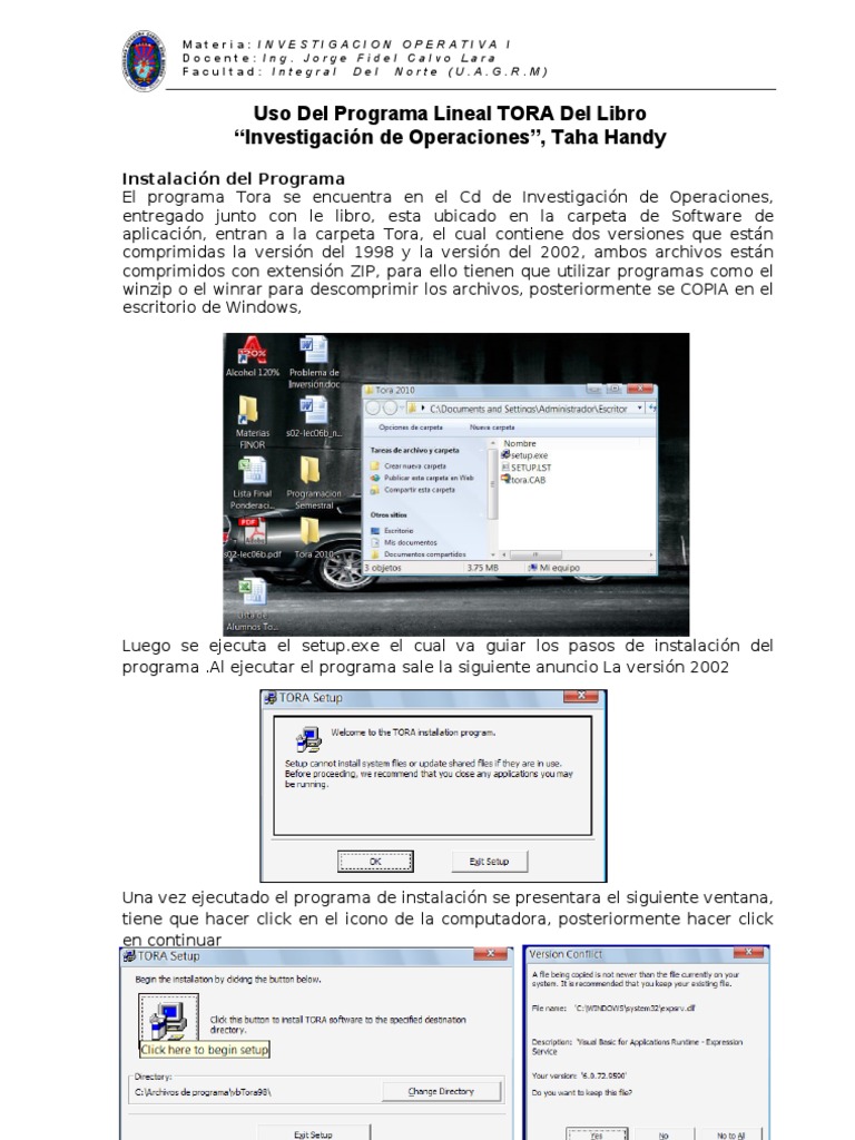 Instalación y uso básico del programa TORA | PDF | Microsoft Windows ...