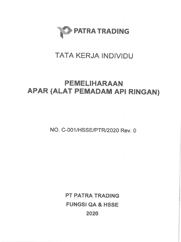 TKI C-001 HSSE Pemeliharaan APAR | PDF