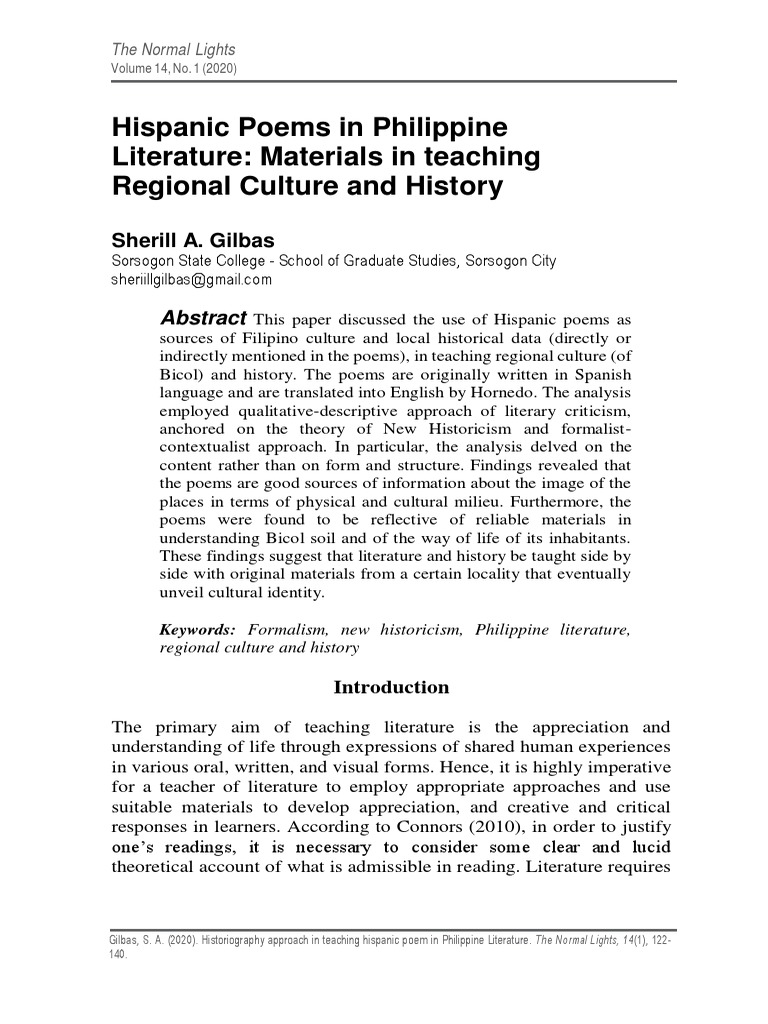 Hispanic Poems in Philippine Literature: Materials in Teaching Regional ...