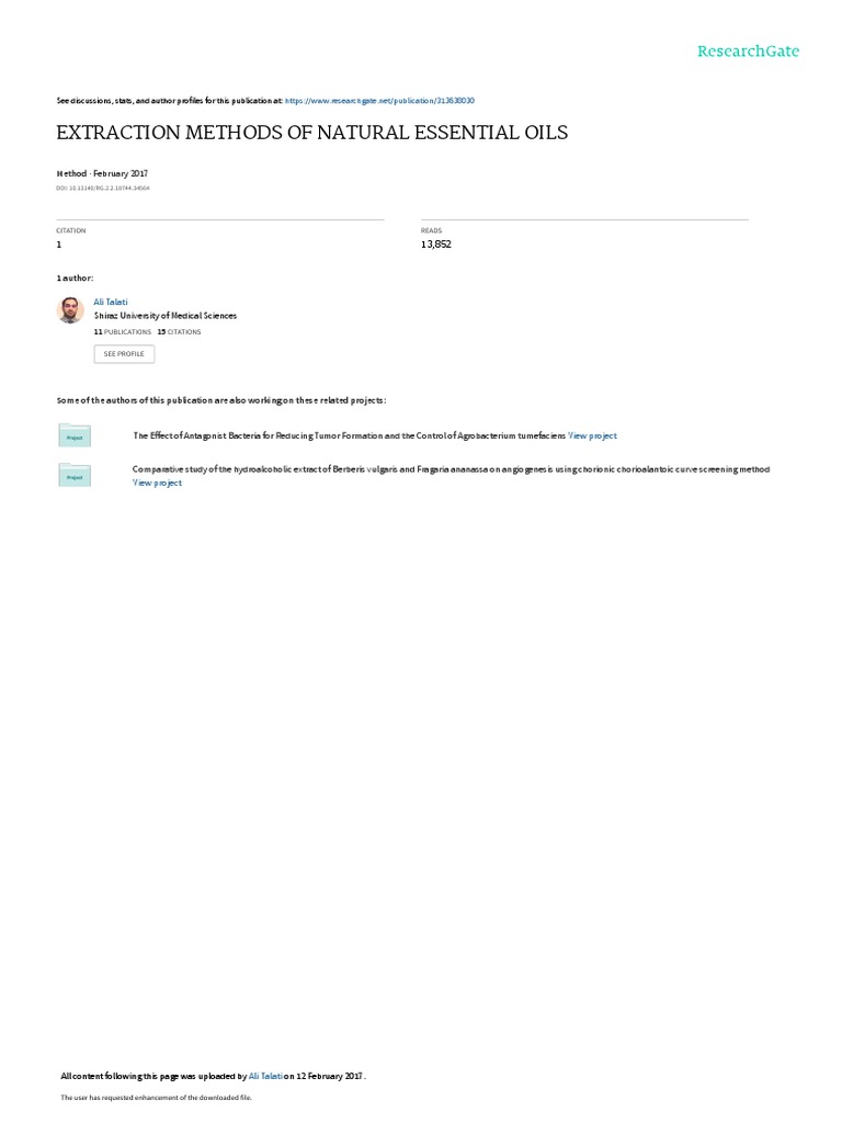 Extraction Methods of Natural Essential Oils: A Comprehensive Review of ...