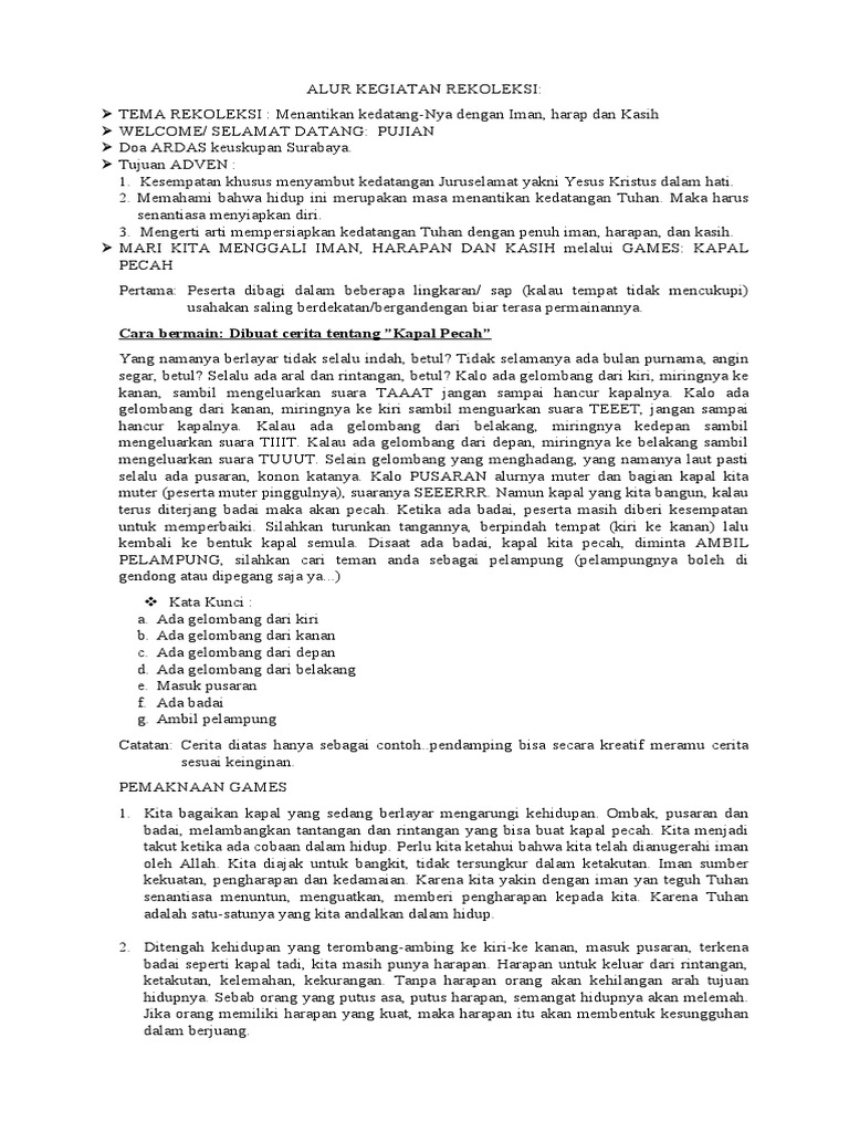 Alur Kegiatan Rekoleksi | PDF