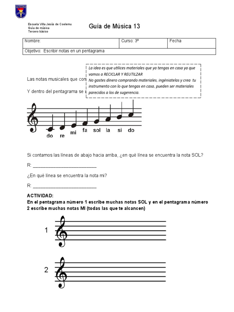 13 Guía Música Tercero Basico | PDF