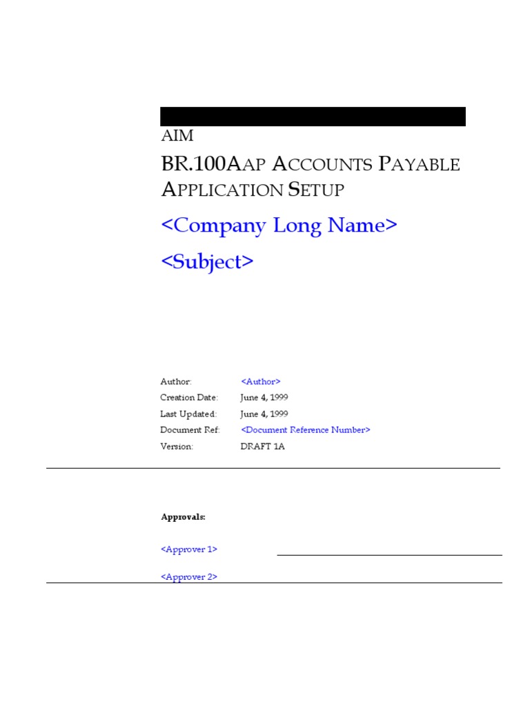 BR100Aap Accounts Payable Application Setup | PDF | Accounts Payable ...