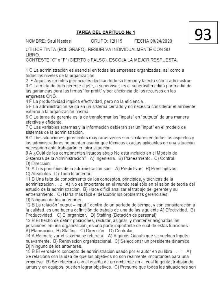 Tarea Del Cap. 1 | PDF | Planificación | Economias