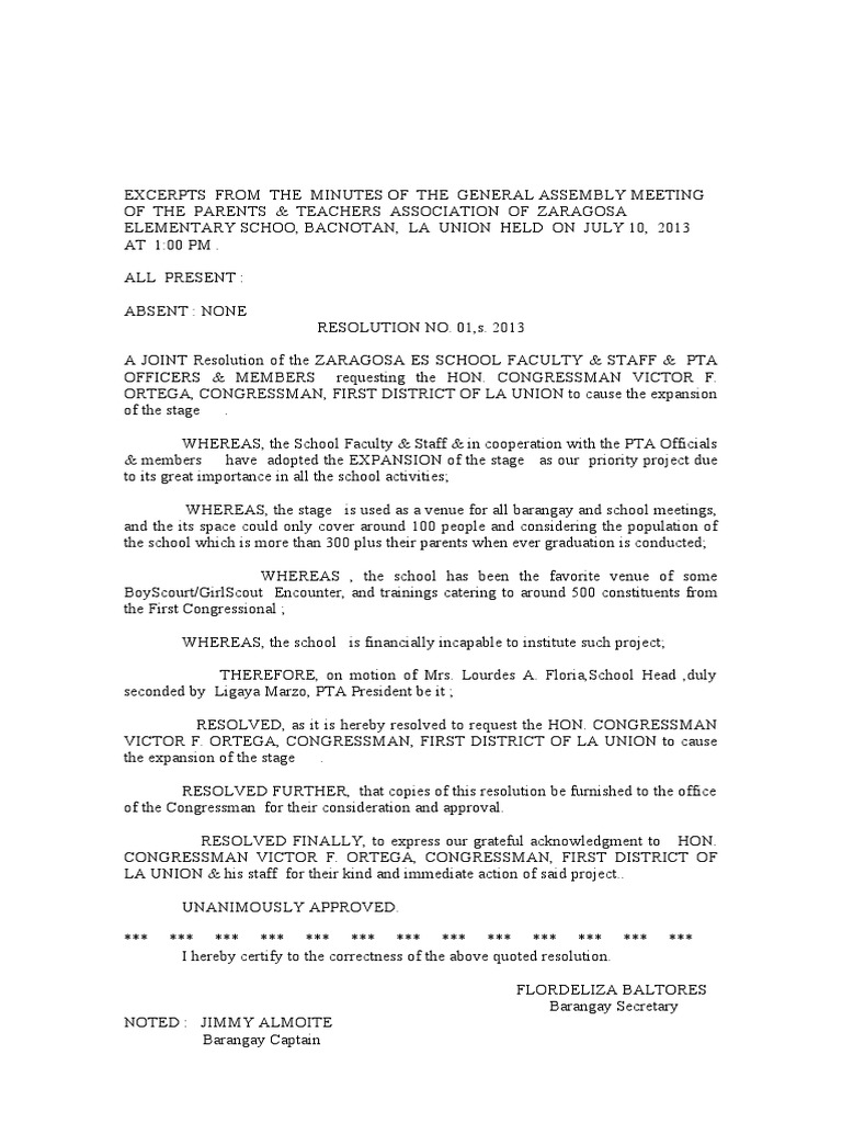 PTA Meeting Minutes: Stage Expansion Request | PDF | Foreign Language ...