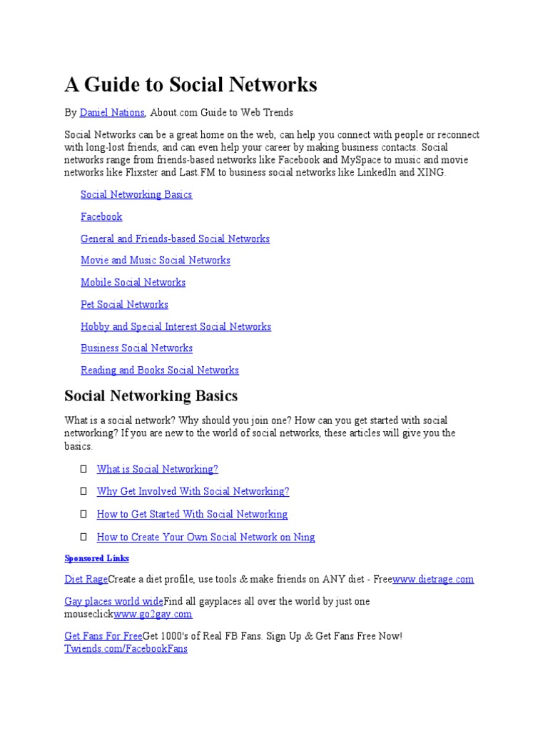 A Guide To Social Networks | PDF | Social Networking Service | Facebook