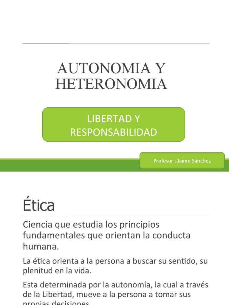 Autonomía y Heteronomía en Ética | PDF | Libertad | Moralidad