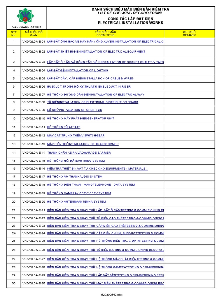 Bo Form Nghiem Thu HV - LV - Elv | PDF | Building Engineering | Power ...