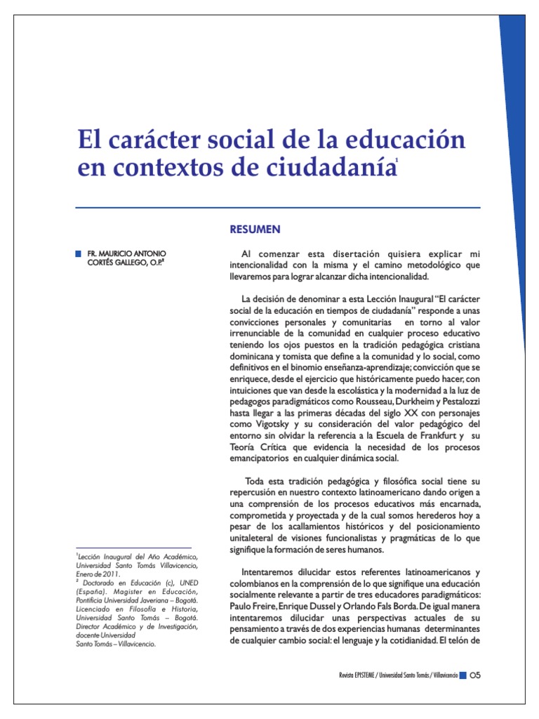 El Caracter Social de La Educación | PDF | Comprensión | Democracia