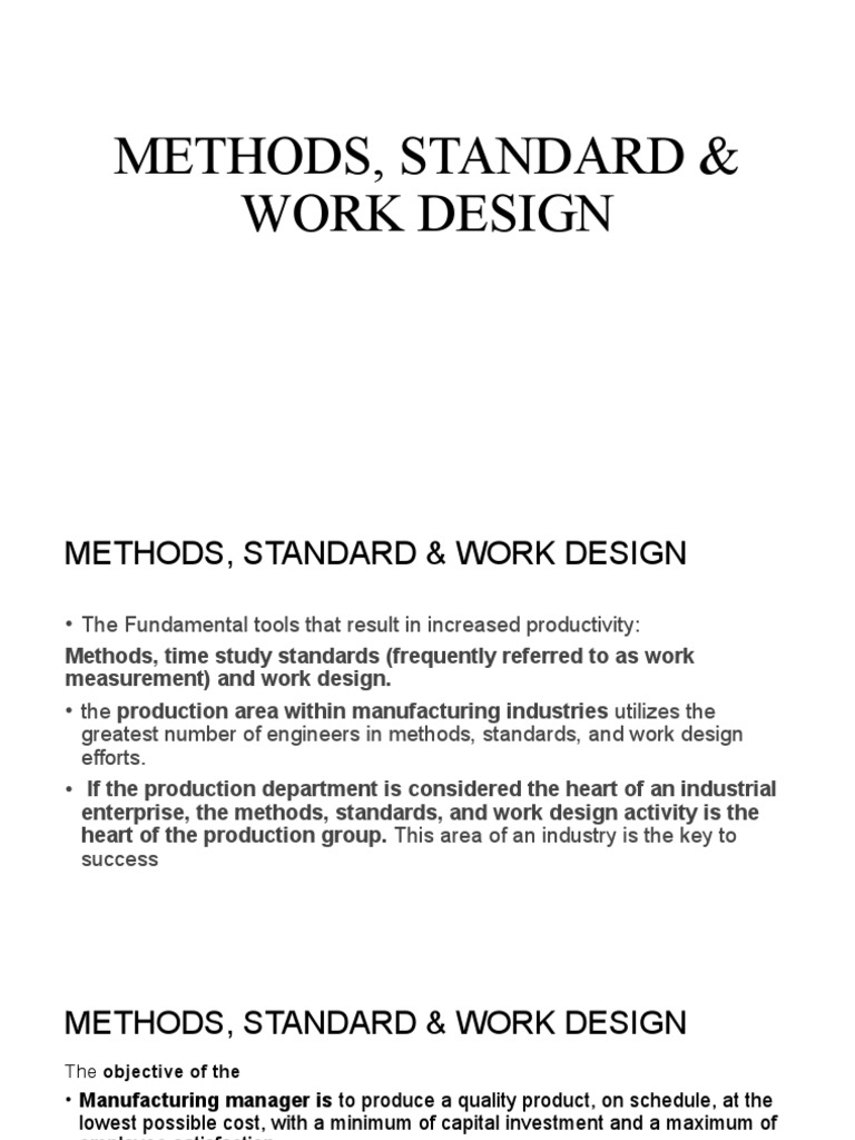 Methods, Standard & Work Design | PDF | Reliability Engineering | Design