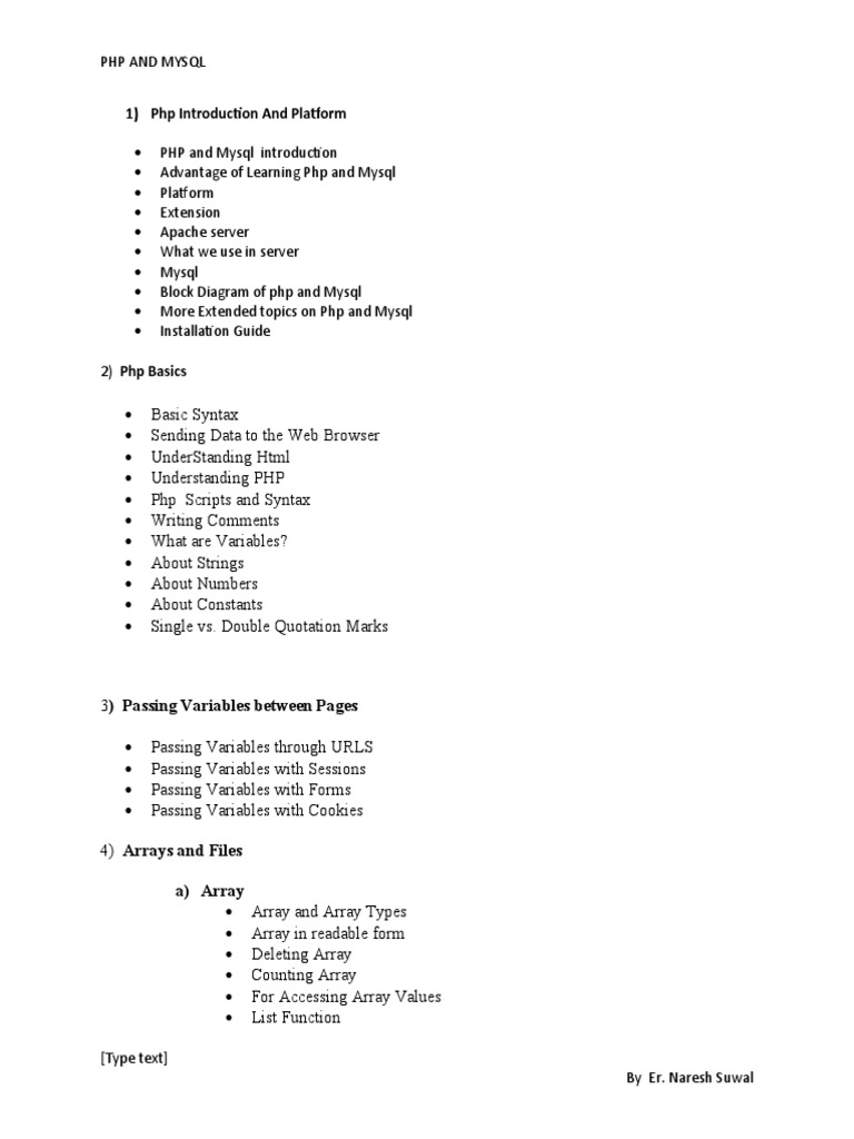 PHP Couse Plan and Syllabus | PDF | Php | Comma Separated Values
