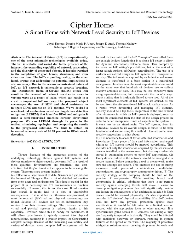 Cipher Home A Smart Home With Network Level Security To IoT Devices ...