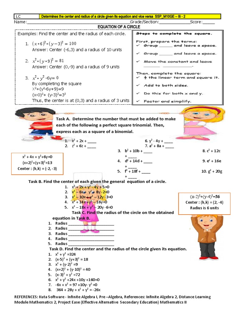 Finding Circle Center and Radius | PDF | Equations | Mathematical Objects