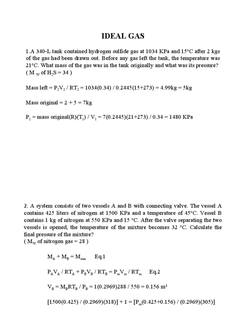 Ideal Gas Examples Part 4.3 | PDF | Gases | Pressure