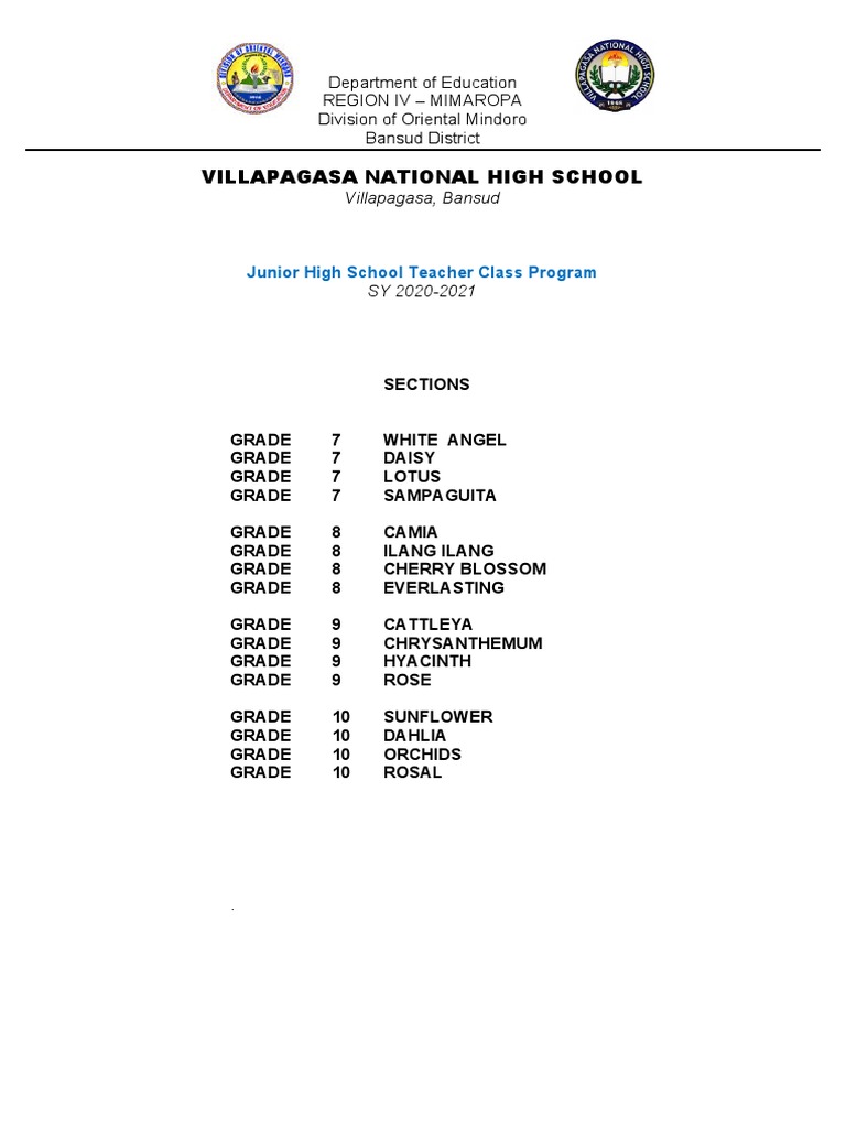 Classroom Program Sy 2020-21 | PDF | Students | School Types