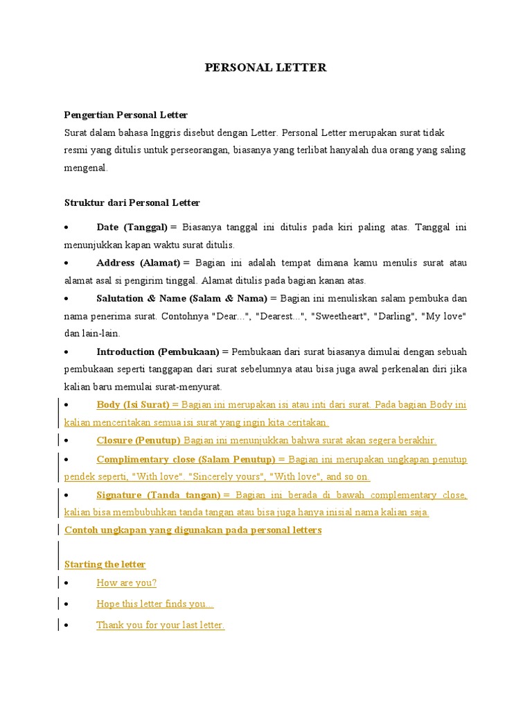 Materi Personal Letter | PDF