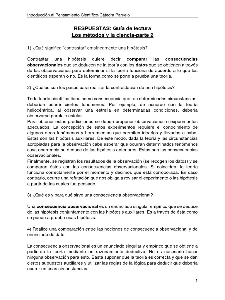 Contrastación de Hipótesis Científicas | PDF | Teoría | Hipótesis
