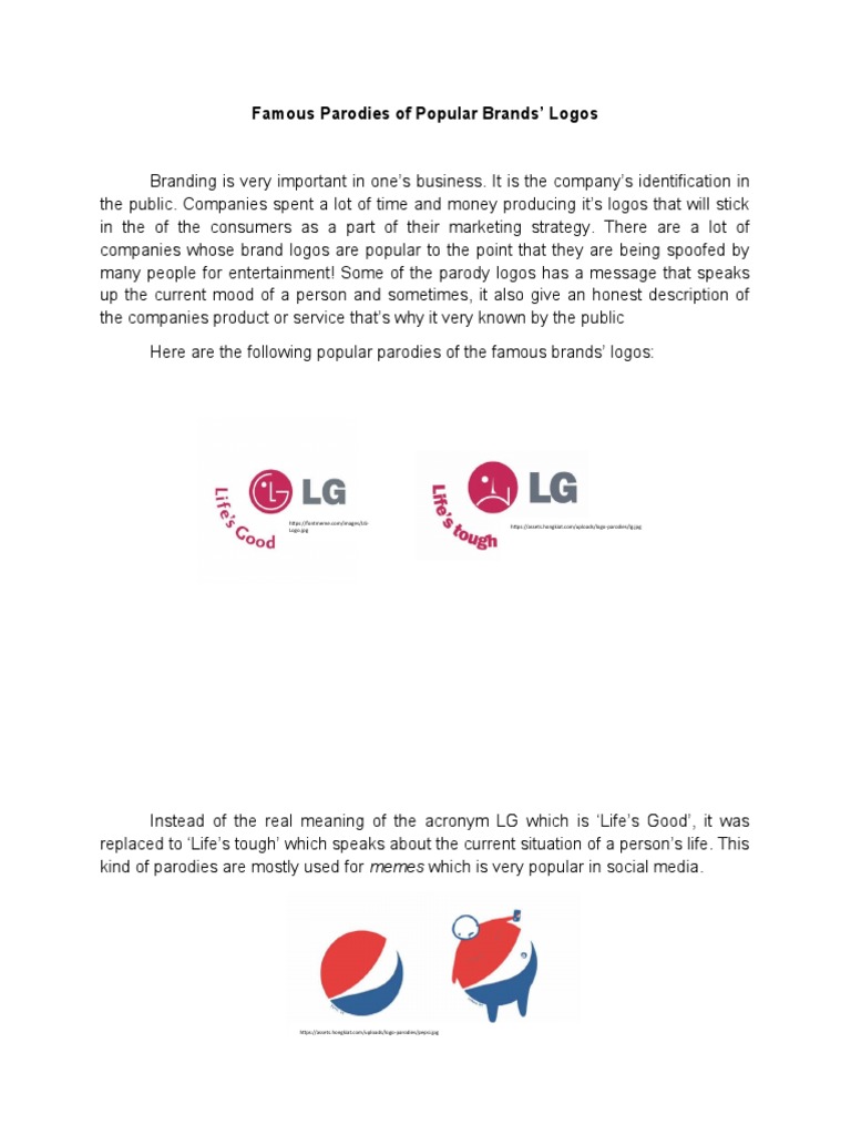 Famous Parodies of Popular Brand Logos | PDF | Brand | Marketing