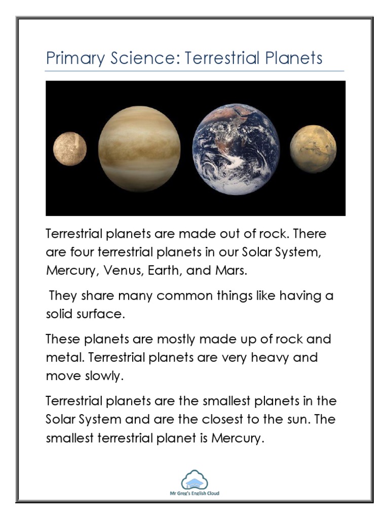 Primary Science: Terrestrial Planets | PDF | Terrestrial Planets | Planets