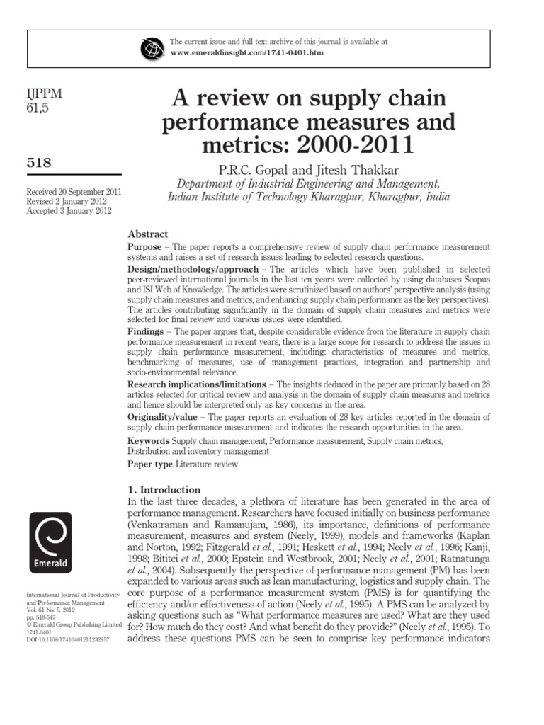 Review Supply Chain Performance | PDF | Supply Chain | Supply Chain ...