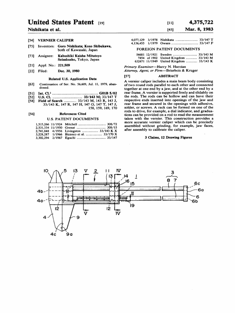 Vernier Caliper Patent | PDF | Metrology | Mechanical Engineering