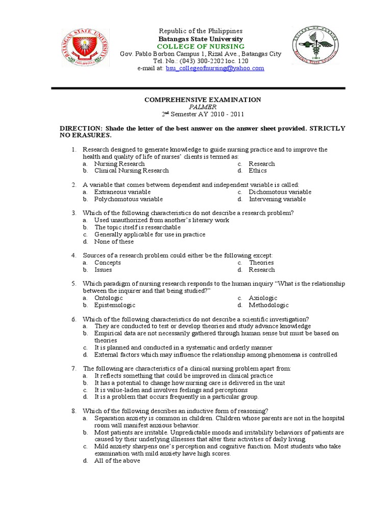 PALMER (100 Items) | PDF | Leadership | Nursing
