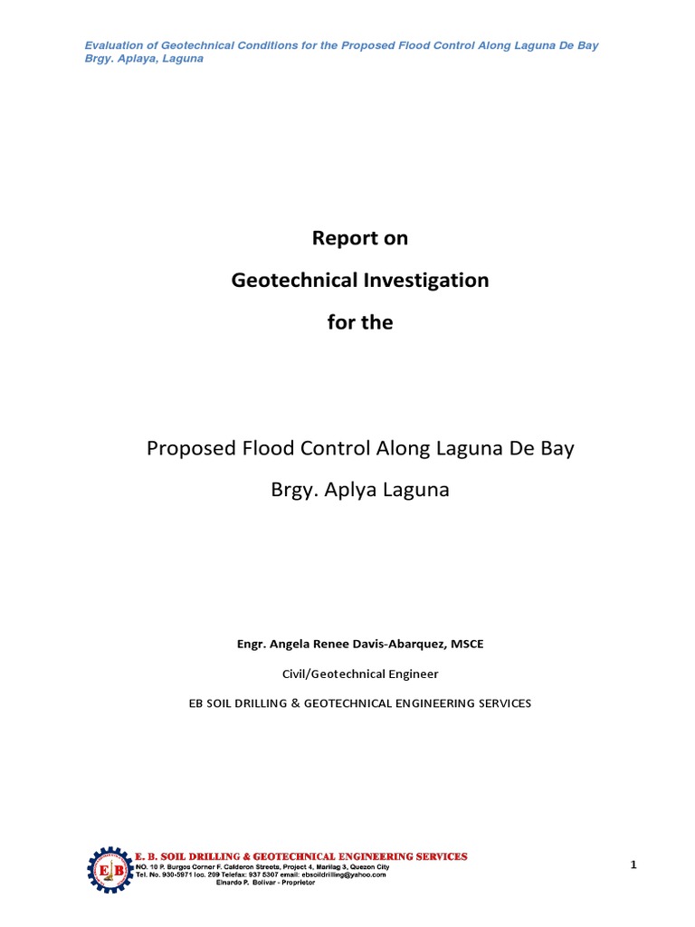 Project Proposal Flood Control Along Laguna de Bay | PDF | Geotechnical ...