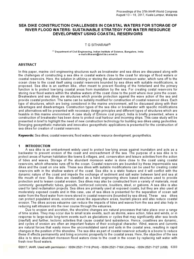 Sea Dike Construction Challenges in Coastal Waters For Storage of River ...