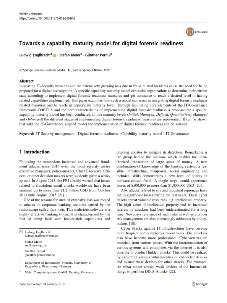 Towards A Capability Maturity Model For Digital Forensic Readiness | PDF | Digital Forensics ...