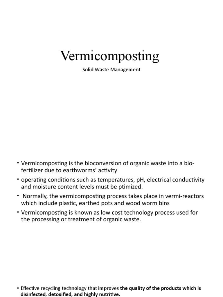 Vermicomposting: Solid Waste Management | PDF | Compost | Materials