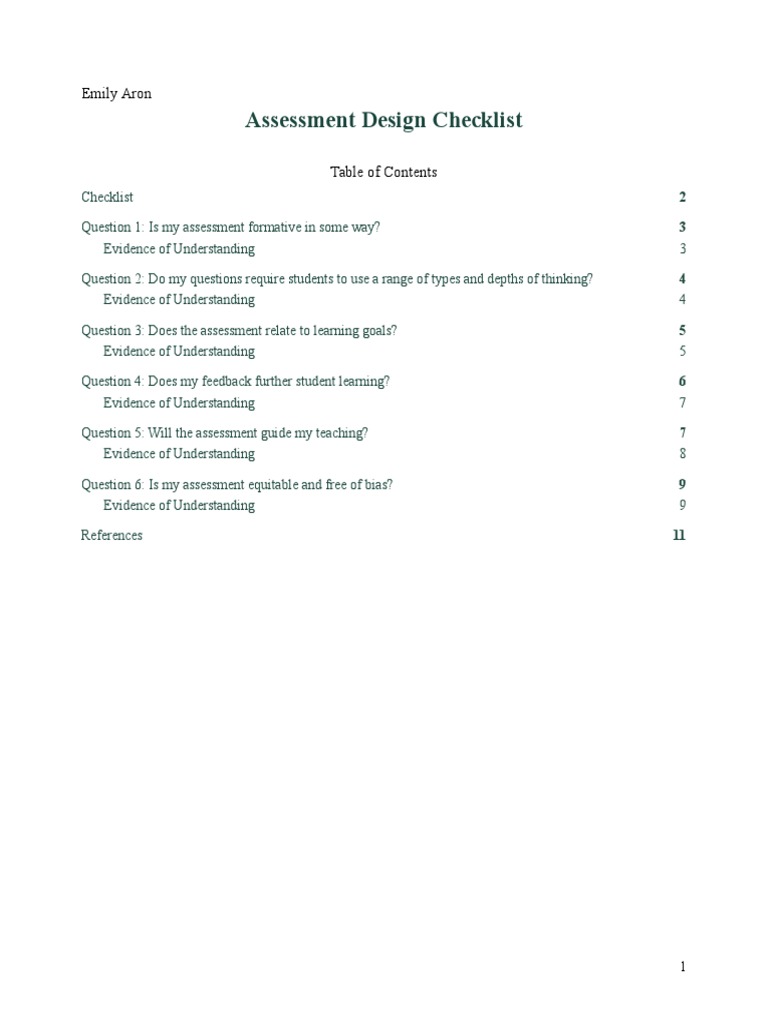 Assessment Design Checklist | PDF | Educational Assessment | Pedagogy