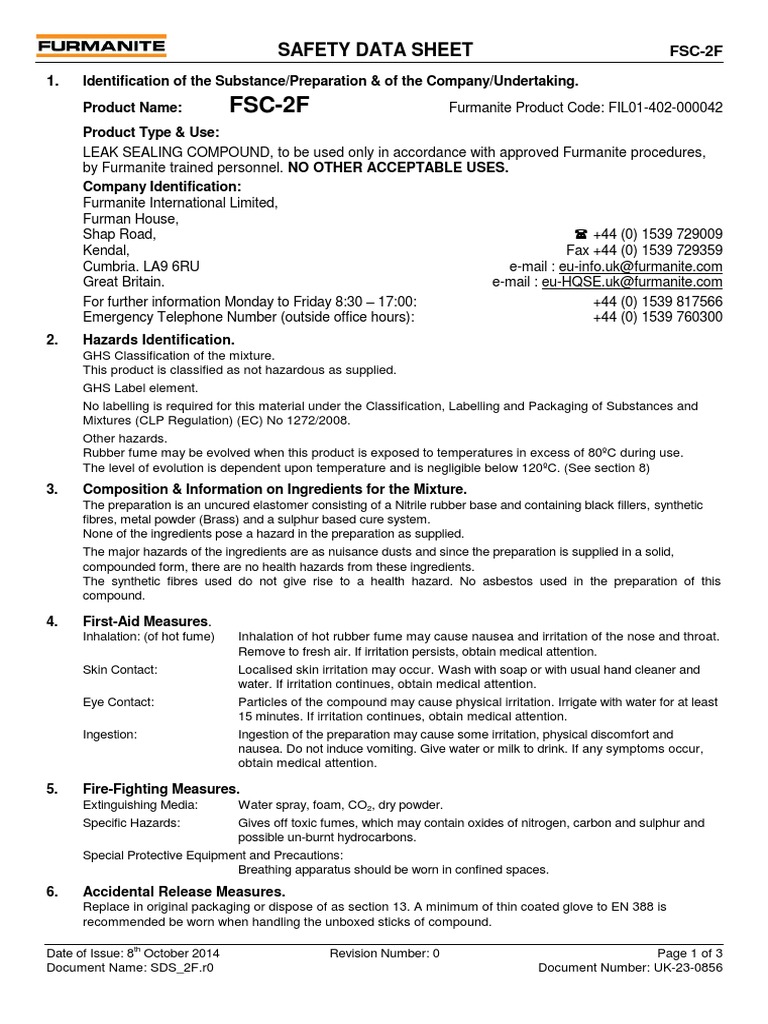 MSDS FSC-2F | PDF | Chemical Substances | Physical Sciences