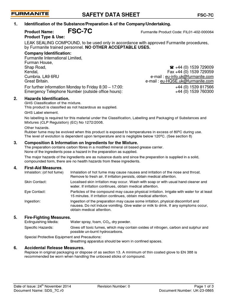 Msds. FSC-7C | Download Free PDF | Chemistry | Materials
