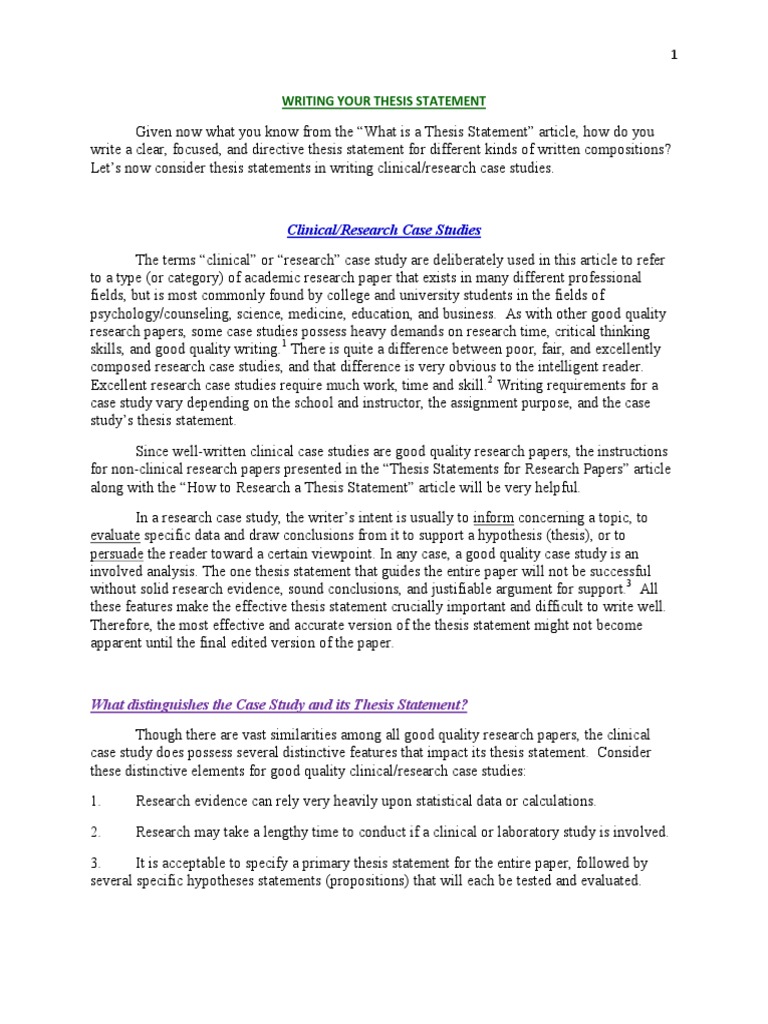 Crafting Thesis Statements for Case Studies | PDF | Thesis | Case Study