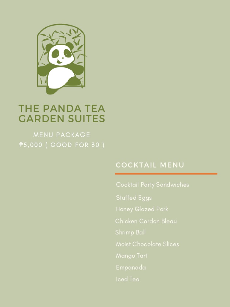 The Panda Tea Garden Suites: Menu Package | PDF | Hamburgers | Cuisine