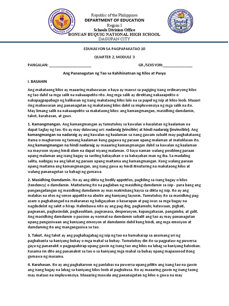 ESP10 ACTIVITY SHEET Quarter 2 Week 3 4 | PDF