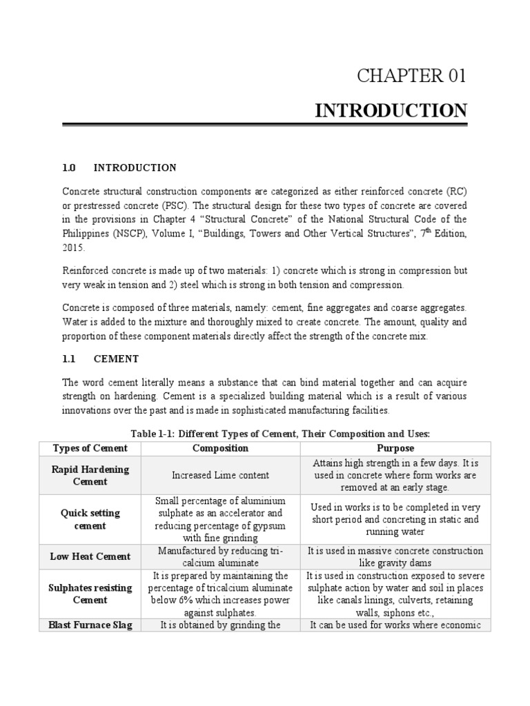 Chapter 1 - Introduction | PDF | Concrete | Reinforced Concrete