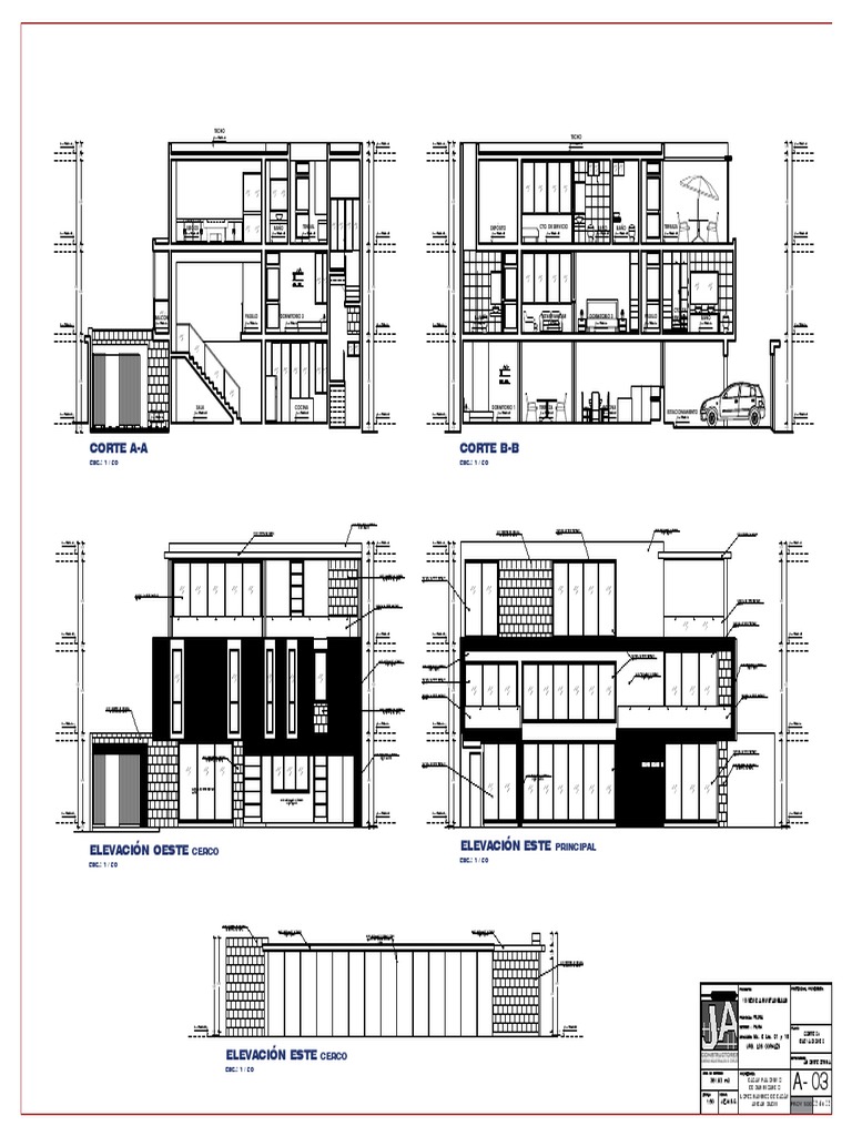 Cortes y Elevaciones en Autocad | PDF