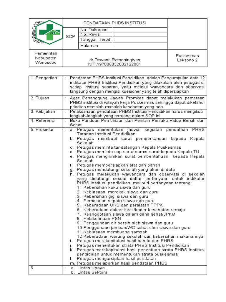 Panduan Pendataan PHBS Institusi | PDF | Bisnis | Sains & Matematika