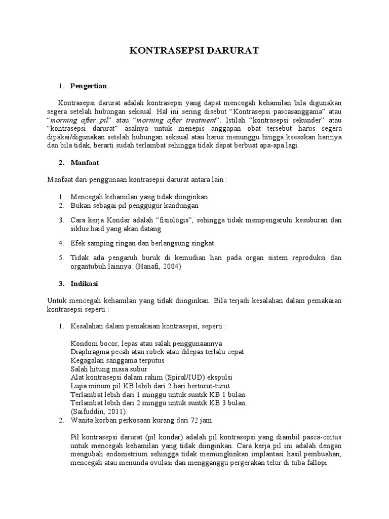 Panduan Kontrasepsi Darurat Efektif | PDF