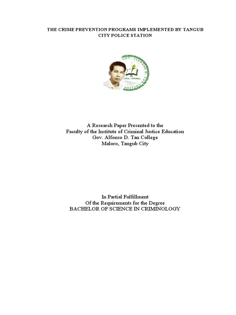 The Crime Prevention Programs Implemented by Tangub City Police Station ...